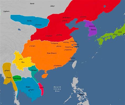 Map of Empires in Asia in the 1200-1450